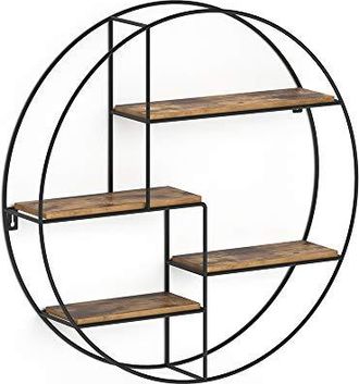 Vicco étagère Fyrk, Chêne Rustique/Noir, 55 x 55 cm Rond