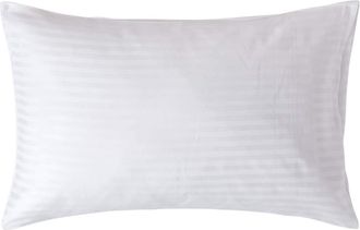 Homescapes 4er-Set Damast Kissenbezug weiß 48x74 cm mit Satin-Streifen & Hotelverschluss, 100% ägyptische Baumwolle, Fadendichte 330