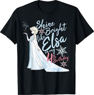 Disney Frozen Elsa Shine Bright On My 4th Birthday T-Shirt