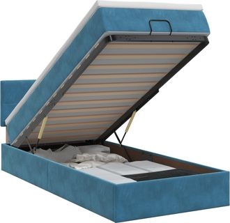 vidaXL Letto Ottomano Con Materasso Blu Scuro 90 X 200 Cm Velluto Vidaxl