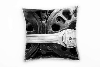Paul Sinus Art Macro, Lokomotive, grau Deko Kissen 40x40cm f&uuml;r Couch Sofa Lounge Zierkissen - Dekoration zum Wohlf&uuml;hlen