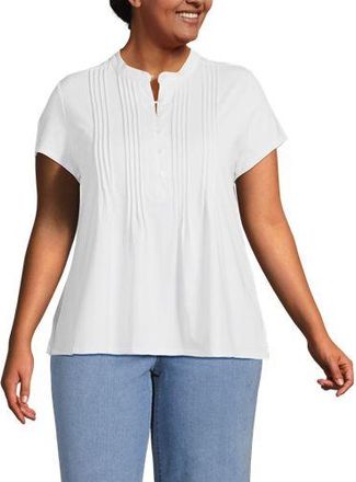 Lands End Kurz&auml;rmeliges Biesenshirt aus Baumwolle/Modal-Mix, Damen, Gr&ouml;&szlig;e:28-30 plus, Wei&szlig;, Baumwoll-Mischung/Baumwolle Modal, by Lands End
