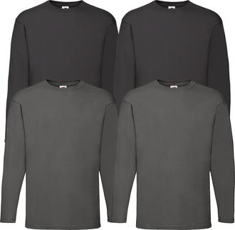 Fruit Of The Loom Langarmshirt Valueweight Longsleeve T 4er Sets + 1HL-Kauf Notizblock (XXL, 2Graphit 2Schwarz)