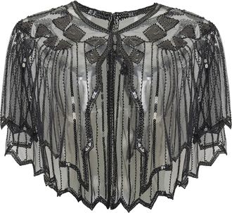 Babeyond Damen Umschlagt&uuml;cher Stola f&uuml;r Abendkleid 1920s Retro Schal Hochzeit Party Braut Schal Gatsby Kost&uuml;m Accessoires (Schwarz)