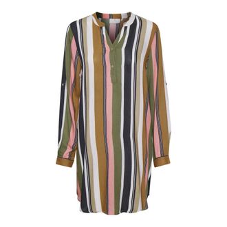 Kaffe Gr&uuml;n/Rosa Gestreiftes Hemdkleid - - Dresses - Damen - Mehrfarbig - M