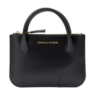 Comme Des Gar&ccedil;ons unisex, Sacs, Noir, Taille: ONE Size Pochette en cuir noir avec poign&eacute;es