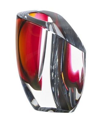 Kosta Boda Mirage Vase, Grau/Rot, Größe M