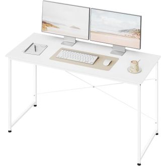 Woltu Woltu - Bureau dangle en bois compos&eacute; 100x75x50cm - Table informatique blanche - Design ergonomique pour espaces de travail modernes