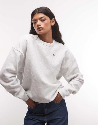 Nike Studio Fleece schweres Oversize-Sweatshirt in Graumeliert