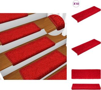 vidaXL Stufenmatten 10 Stk. 65x21x4 cm Rot - Stufenmatte - Treppenmatte - Treppenschutz - Rutschfeste Matte - Teppich F&uuml;r Treppen