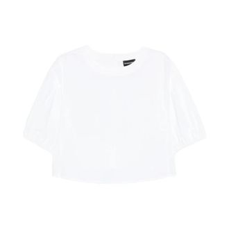 Emporio Armani Cropped Puff-Sleeve Blouse - - Blouses & Shirts - Damen - Wei&szlig; - M