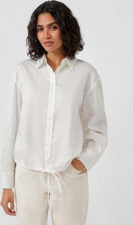 s.Oliver Langarmbluse Bluse Hemdbluse mit Glitzersteinen und Schnürung am Saum