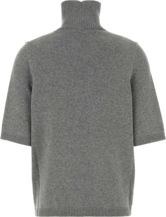 Alaia Womens Grey Stretch Cashmere Blend Sweater Grischine Maglieria
