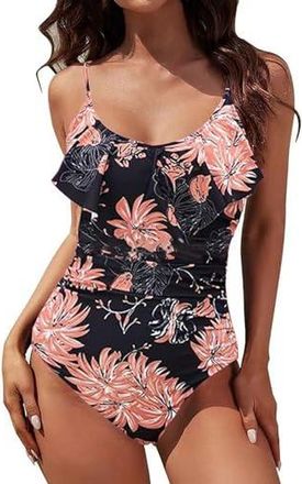 Generico Maillot de bain gainant pour femme - Maillot de bain une pi&egrave;ce pour le surf - Maillot de bain athl&eacute;tique une pi&egrave;ce - Bonnets en mousse - R&eacute;tro - Vinta