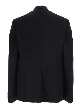 Gucci Mens Double-Breasted Jacket Black Cotton Blend Blazers
