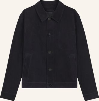 HUGO BOSS Hugo Lederjacke Ligor Regular Fit blau