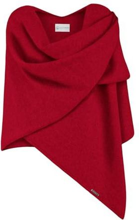 Giesswein Merino Lambswool Poncho flammenrot One - Jersey élégant en Maille Fine 100% Laine dagneau, Ècharpe XXL, Cape et Poncho Doux pour Femmes, Tabouret pour