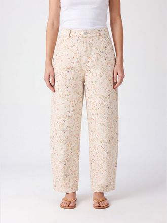 Tela Pantalon large &agrave; taille haute en coton &agrave; imprim&eacute; floral