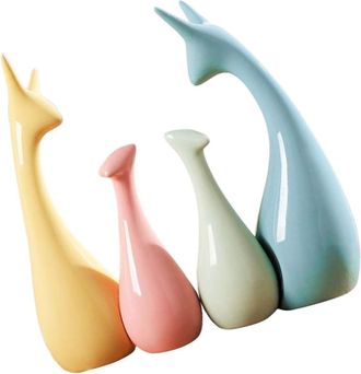 Amosfun Dekoration REH-Familie Keramik Statue Zimmerdekor Rehfigur Keramik Basteldekoration Schreibtisch Ornament F&uuml;r Innenbereich