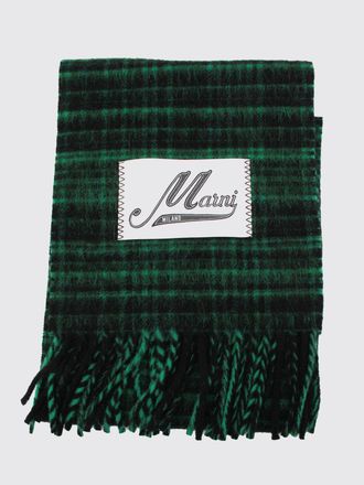 Marni &Eacute;charpe &agrave; carreaux en m&eacute;lange de laine et mohair avec logo appliqu&eacute;