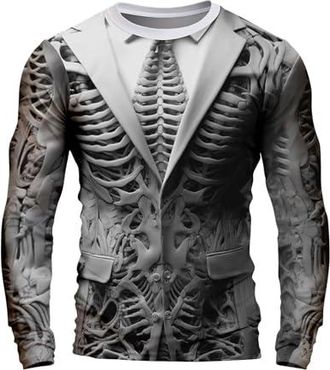 Generic T-shirt pour homme motif d&eacute;grad&eacute; chemise col rond v&ecirc;tements impression 3D sports de plein air quotidiens impression manches longues r&eacute;tro mode utilita
