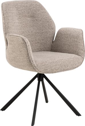 AC Design Furniture Aurelia Esszimmerstuhl mit Armlehne, 1 Stück, Bezug in Beige und Schwarzen Stahlbeinen mit Drehfunktion, Küchenstuhl, Esszimmermöbel, B: 60,5 x H: 91 