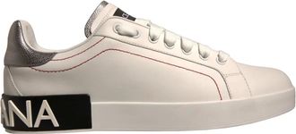 Dolce & Gabbana Femme, Chaussures, Blanc, Taille: 36 EU Baskets Basses en Cuir Blanc