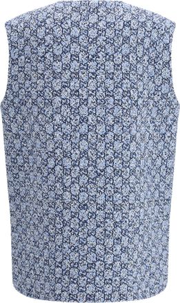 Gucci Logo-Embroidered GG Tweed Vest - Blue