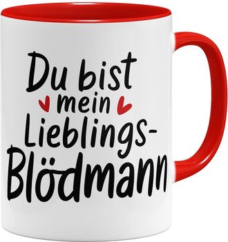 OM3 witzige Kaffee-Tasse mit Spruch - du bist mein Lieblings-Bl&ouml;dmann - Geschenk f&uuml;r M&auml;nner - Freund I - Keramik Becher - 325ml - Beidseitig Bedruckt - Ro
