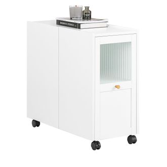 SoBuy Aktenschrank Aktenschrankwagen Druckertisch Druckerständer Rollcontainern Lagerschrank Schrank für Büro Weiß BHT ca. 31x60x70cm FBT150-W