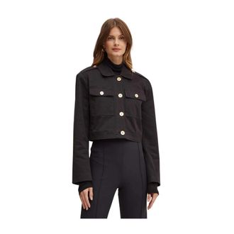 Michael Kors Cropped Jacket aus Stretch-Baumwolle - - Jackets - Damen - Schwarzk - L