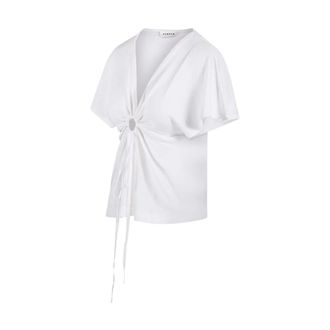 P.A.R.O.S.H. Babygirl Ring Detail Top - - Knitwear - Damen - Wei&szlig; - L
