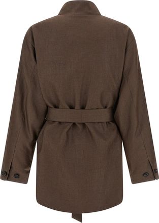 Kiton Linen Blend Wrap Blazer - Brown