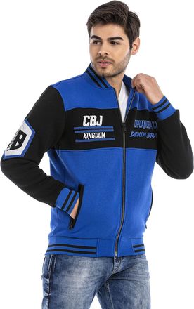 Cipo & Baxx Herren Sweatjacke Hoodie CL500 Saxeblau - Stylischer Pullover im Modernen Casual Streetwear Stil mit Rei&szlig;verschluss & Kapuze f&uuml;r Alltag Freizeit & Par