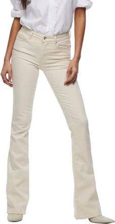 Only Only Femme Onlblush Mid Flared DNM Dotbox Noos Pantalon en Jean, Ecru, XS / 32L EU