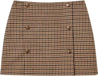 Twinset Femme, Jupes, Multicolore, Taille: 38 FR Jupe Mini à Carreaux Marron