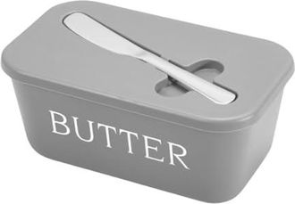 Generic Beurrier avec couvercle rainure et spatule, grand r&eacute;cipient &agrave; beurre en plastique pour le rangement de la cuisine, bo&icirc;te &agrave; beurre et fromage multifonc