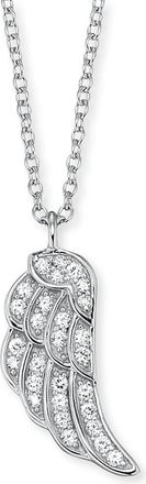 Engelsrufer Flügel Kette mit Anhänger für Damen 925er-Sterlingsilber Weiße Zirkonia Länge 40 cm + 4 cm