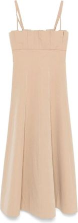 Philosophy di Lorenzo Serafini Femme, Robes, Beige, Taille: 34 FR Robe Midi &agrave; Bretelles Nou&eacute;es