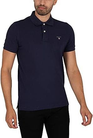 GANT REG SS Rugger À Manches Courtes en Piqué Contrasté Regular, Evening Blue, 3XL Homme