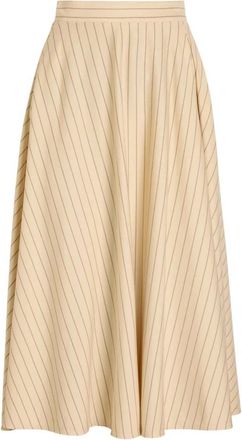 Max Mara Femme, Jupes, Beige, Taille: 38 FR Jupe trap&egrave;ze ray&eacute;e avec poches