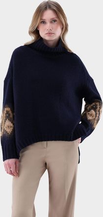 van Laack Rollkragenpullover oversized mit Muster an Ärmeln