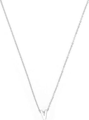 Luxenter Collier Alphabet finition argent - Lettre V, Mediano, M&eacute;tal, Sans pierre pr&eacute;cieuse