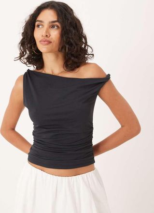 Abercrombie & Fitch Asymmetrisches Oberteil in Schwarz mit verdrehtem One-Shoulder-Träger
