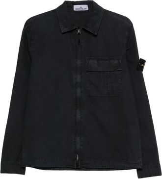 Stone Island veste &agrave; poche zipp&eacute;e et col pointu - Bleu