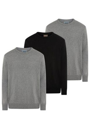 Man's World Rundhalspullover Neue Kollektion! DP Grau & Schwarz (2-er Pack) in Feinstrick, ideal f&uuml;r die &Uuml;bergangszeit, Basic Style