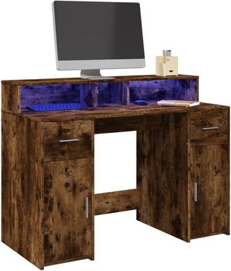 vidaXL Vidaxl - LED-Schreibtisch Räuchereiche 120x55x91 cm Holzwerkstoff