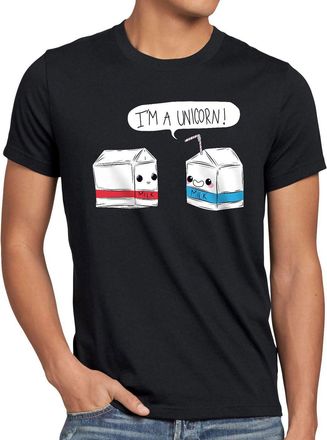 style3 I am a Unicorn Milk Herren T-Shirt Einhorn Milch Funshirt, Gr&ouml;&szlig;e:XL, Farbe:Schwarz