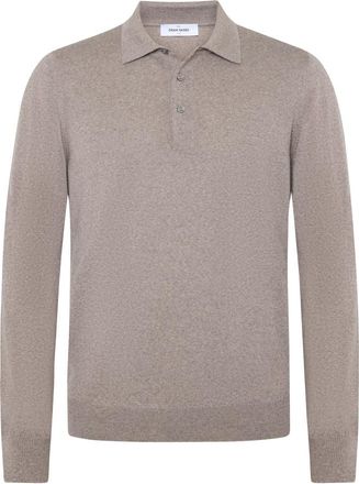 Gran Sasso Langarm Strick-Poloshirt aus extrafeiner Merinowolle in