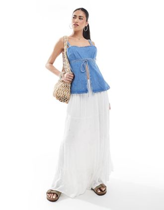 Only Jupe longue texturée - Blanc